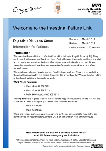 Welcome to the Intestinal Failure Unit