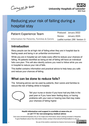 Advice on reducing falls
