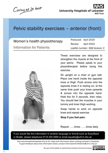 Patient Information Leaflet Pelvic Floor Exercises Uk - Infoupdate.org